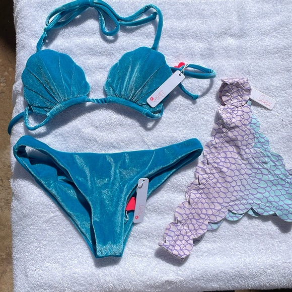 Lolli | Swim | Lolli 3 Piece Bikini Set Velvet Seashell Top And 2 ...